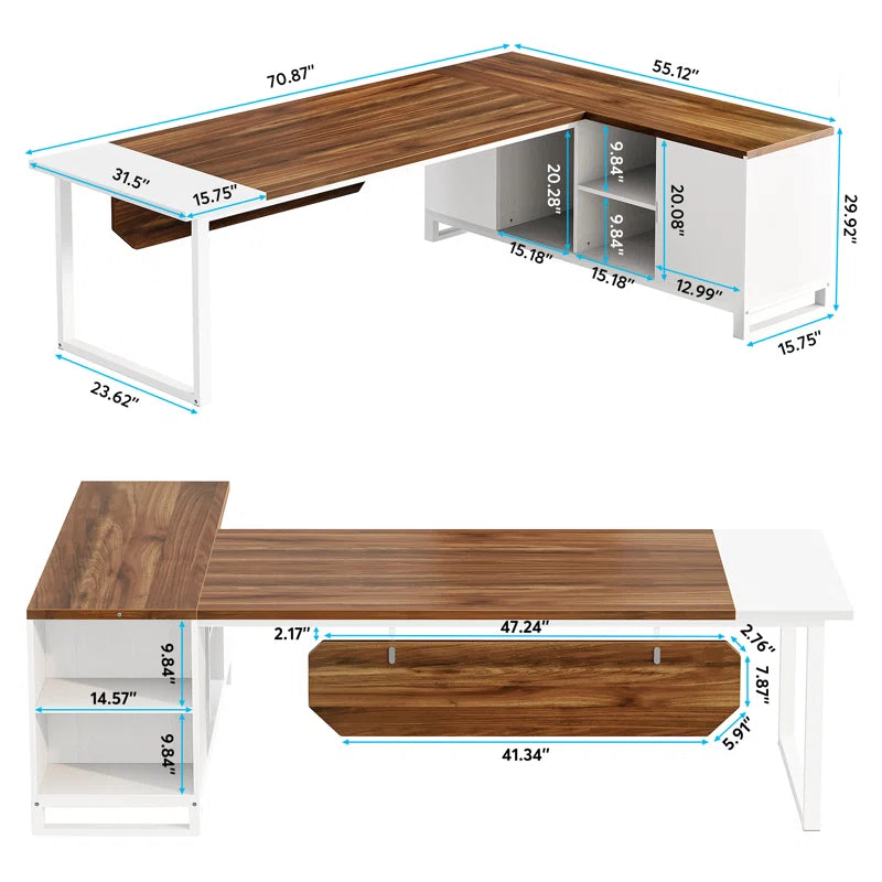 Tribesigns L-Shaped Executive Desk with File Cabinet – Hunza Furniture ...